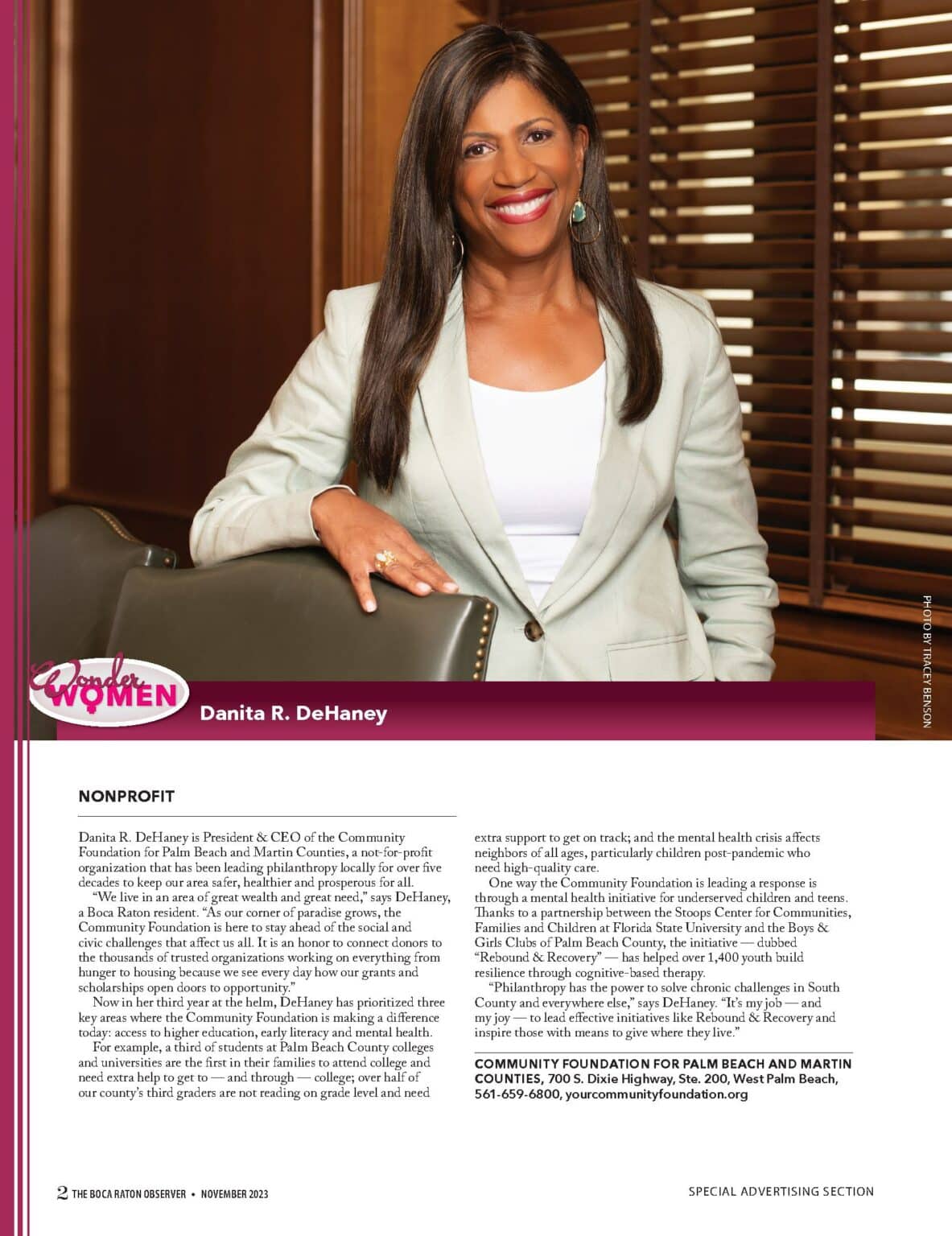 Danita DeHaney named as a 2023 Wonder Woman by Boca Raton Observer ...